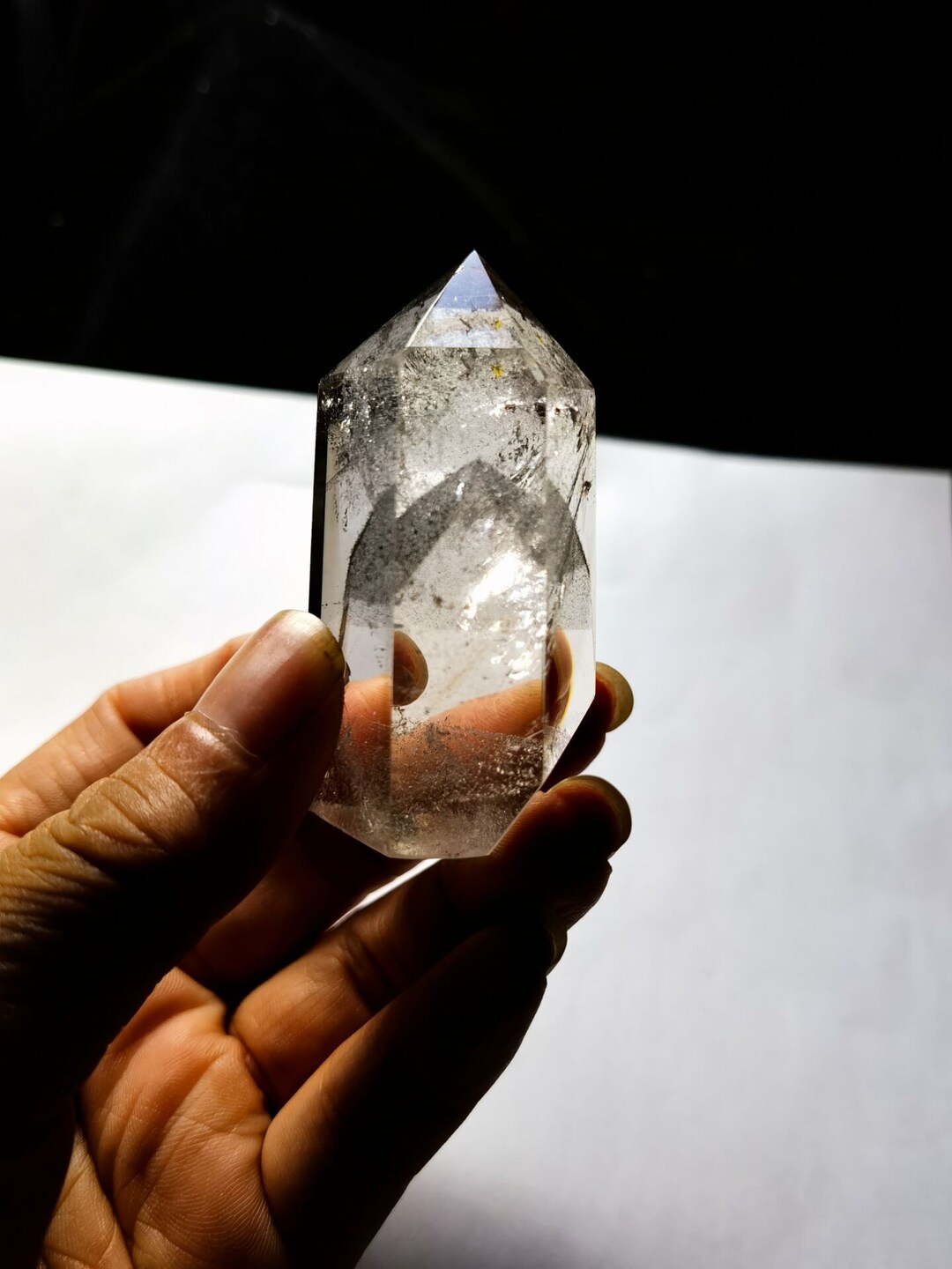 Natural Tibet High Altitude Clear Phantom Crystal Quartz 6 Sided Point ...