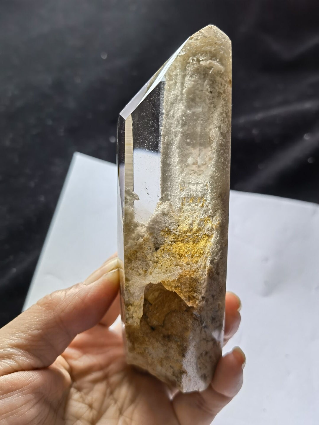 Tibetan High Altitude Clear Phantom Crystal Quartz 6 Sided Point Wand 5 ...