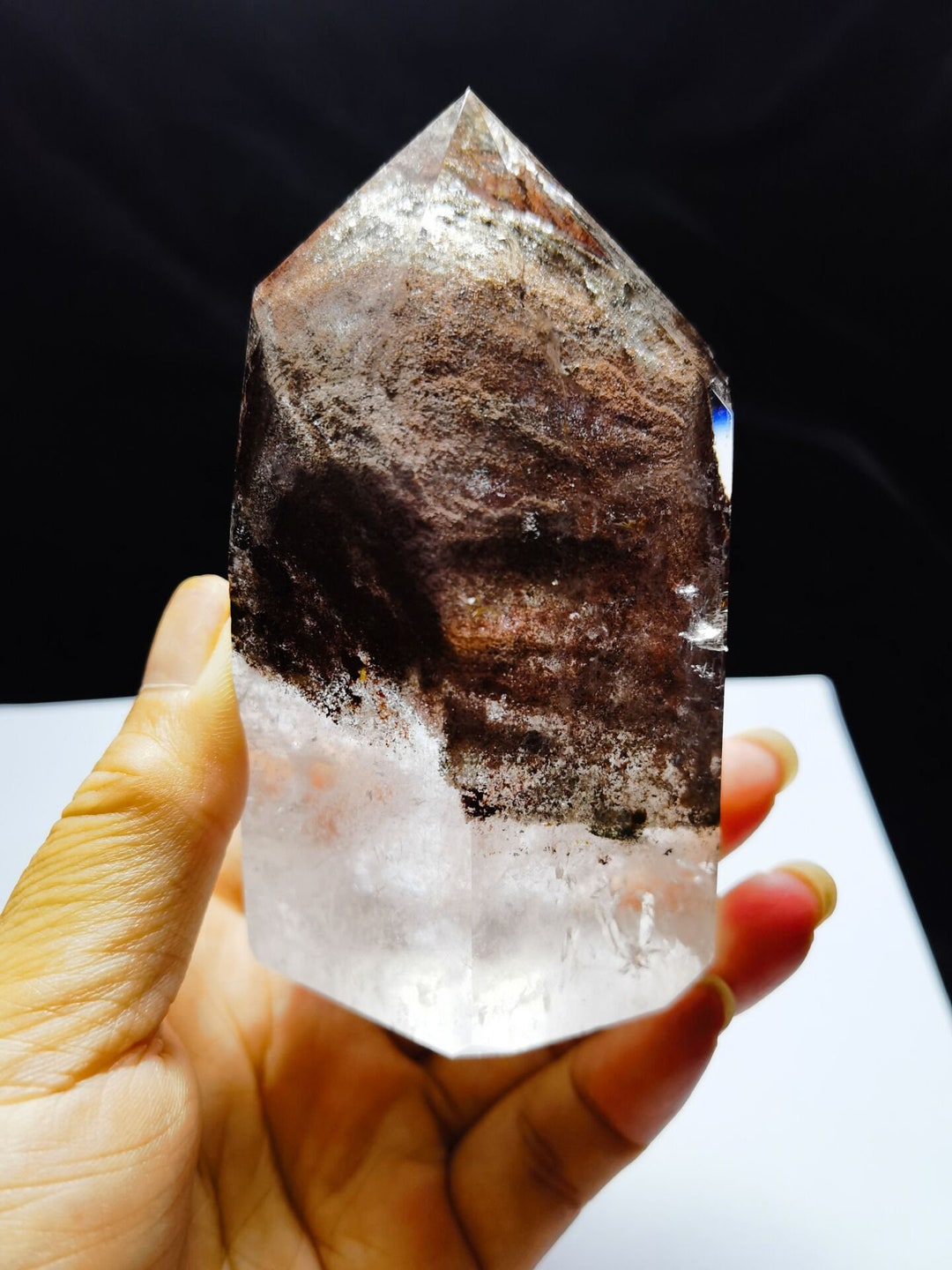 Natural Tibet High Altitude Clear Red Phantom Crystal Quartz 6 Sided ...