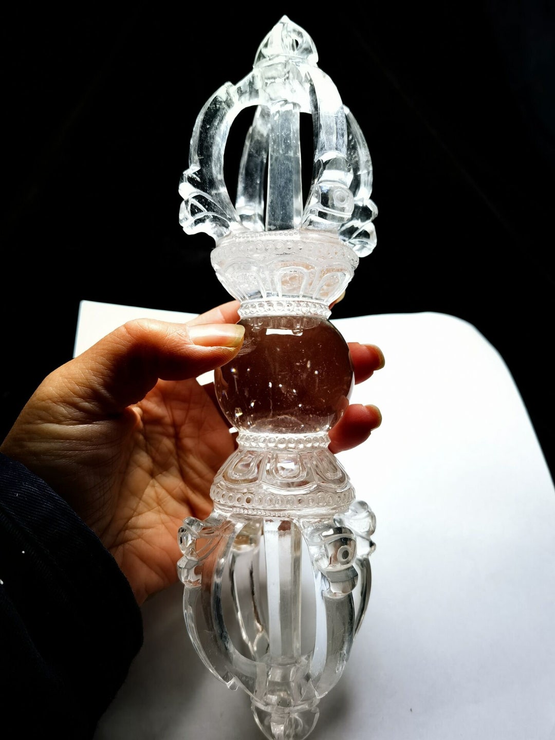 Tibet High Altitude Clear Crystal Quartz 5 Prong Amulet Dorje Phurba ...