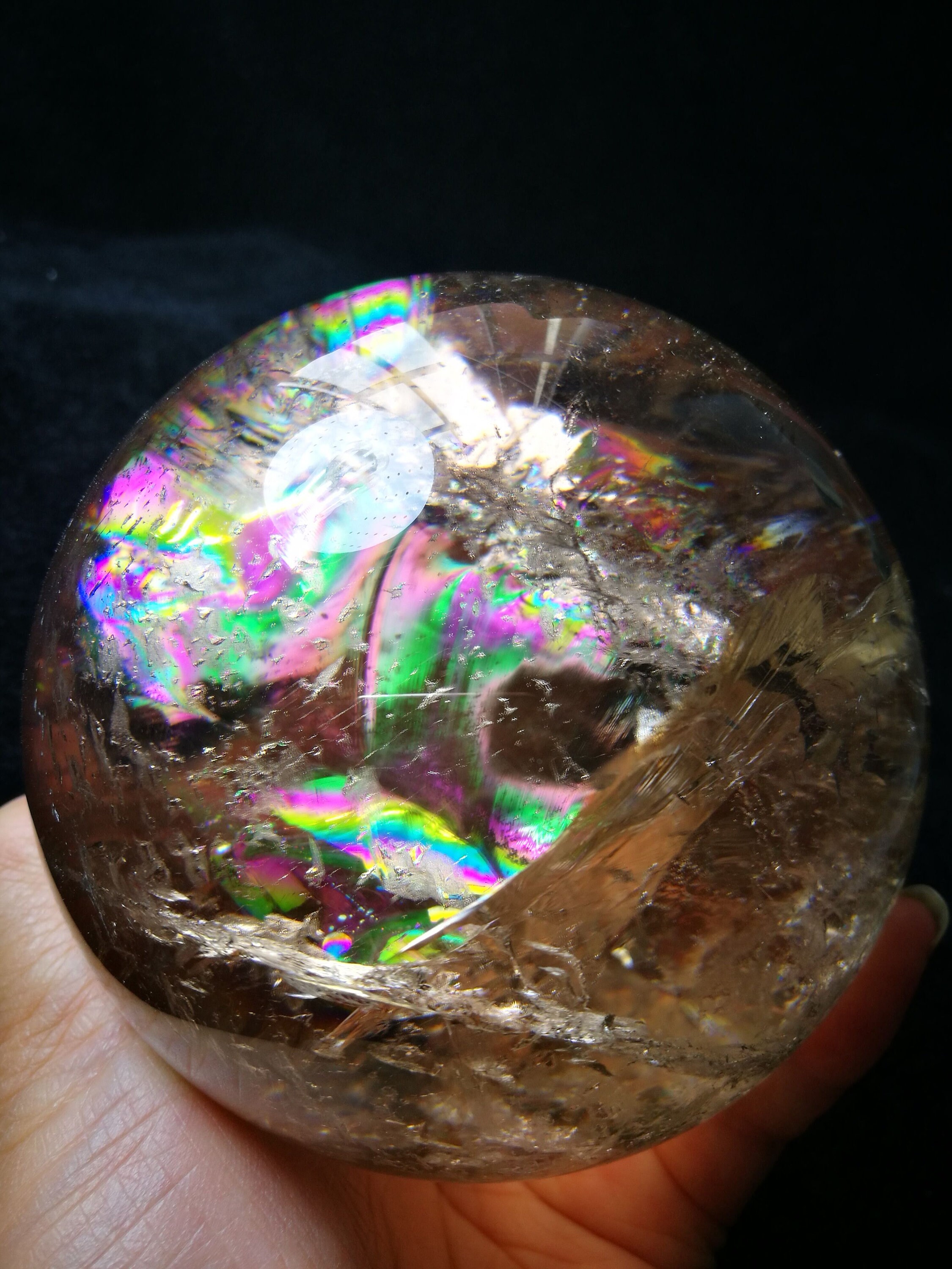 Tibetan High Altitude Clear Rainbow Smoky Crystal Quartz Ball | Etsy