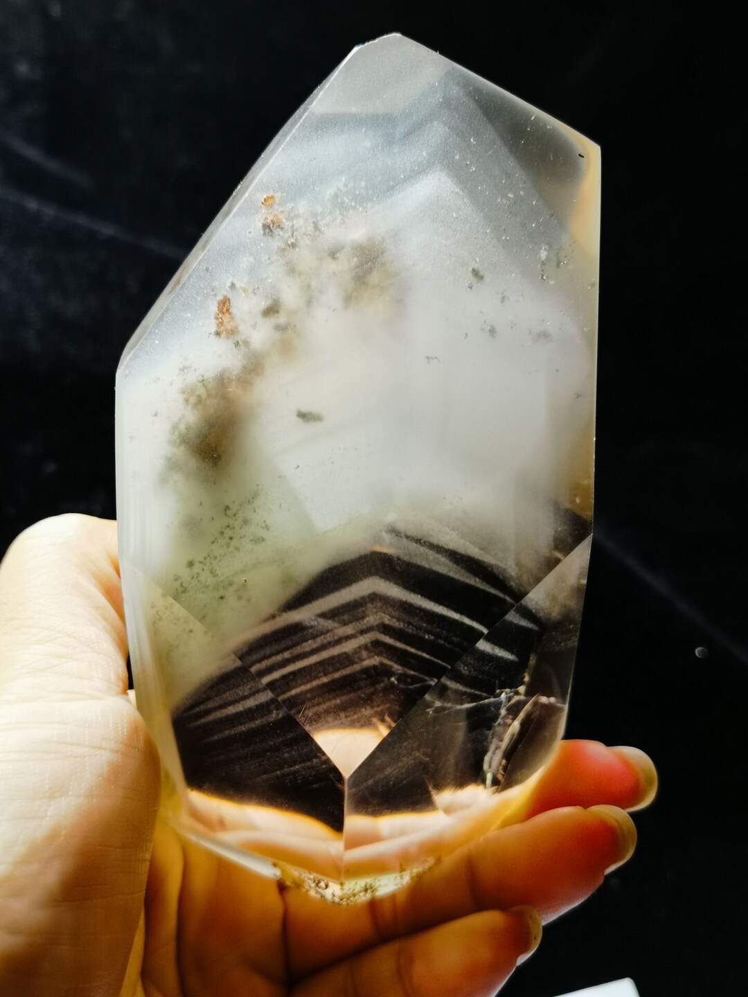 Natural Tibet High Altitude Clear Phantom Crystal Quartz 6 Sided Point ...