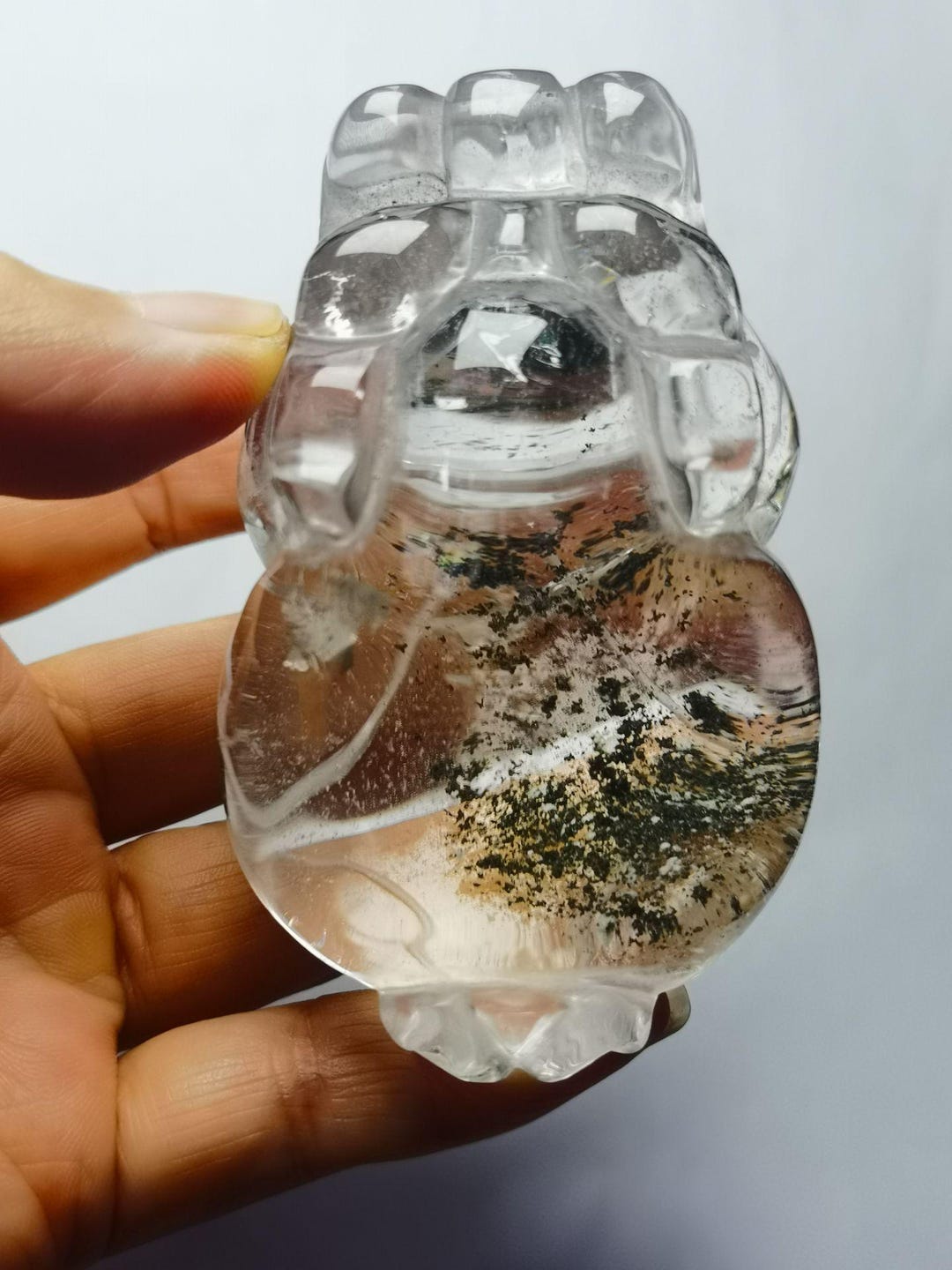 Tibetan High Altitude Clear Rainbow Green Phantom Crystal Quartz Pixiu ...