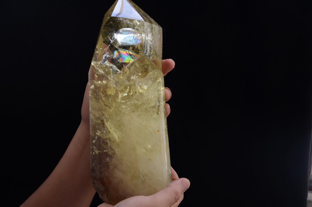 Natural Tibetan High Altitude Clear Rainbow Citrine Yellow Crystal ...