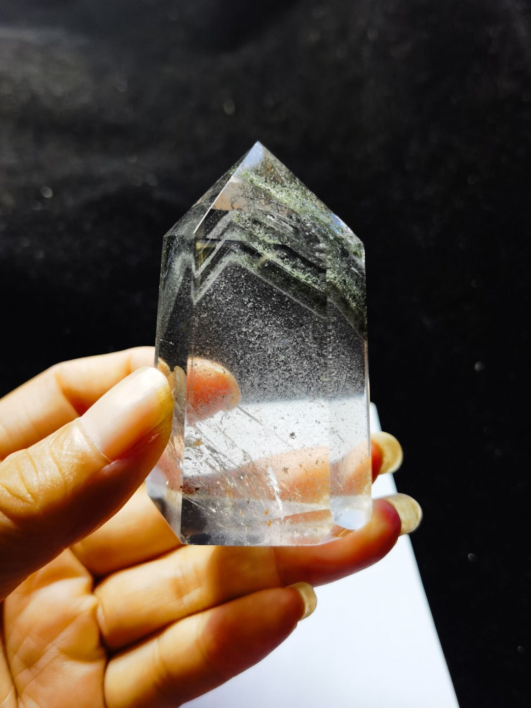 Natural Tibet High Altitude Clear Phantom Crystal Quartz 6 Sided Point ...