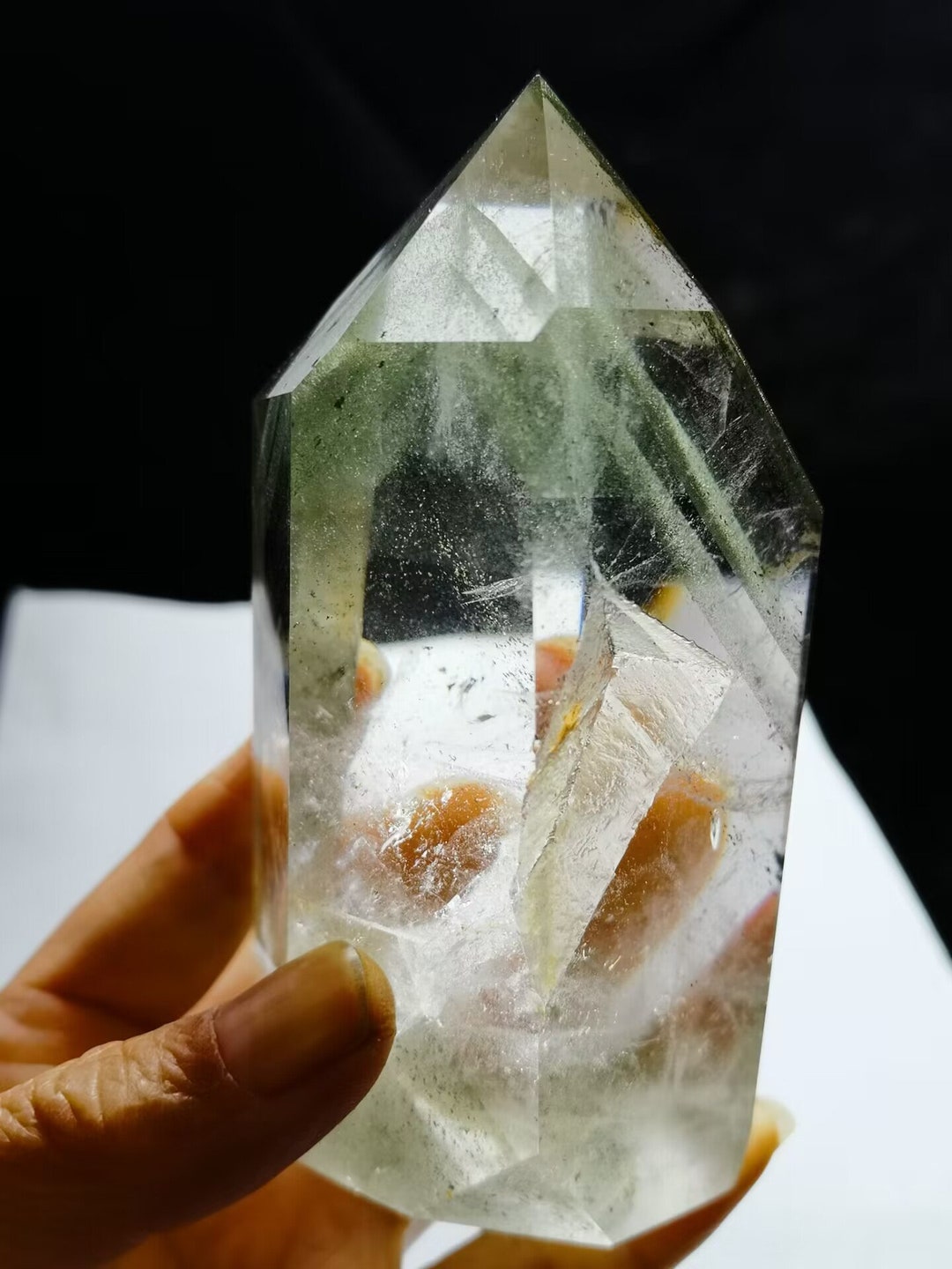 Natural Tibetan High Altitude Green Phantom 6 Sided Crystal Quartz ...