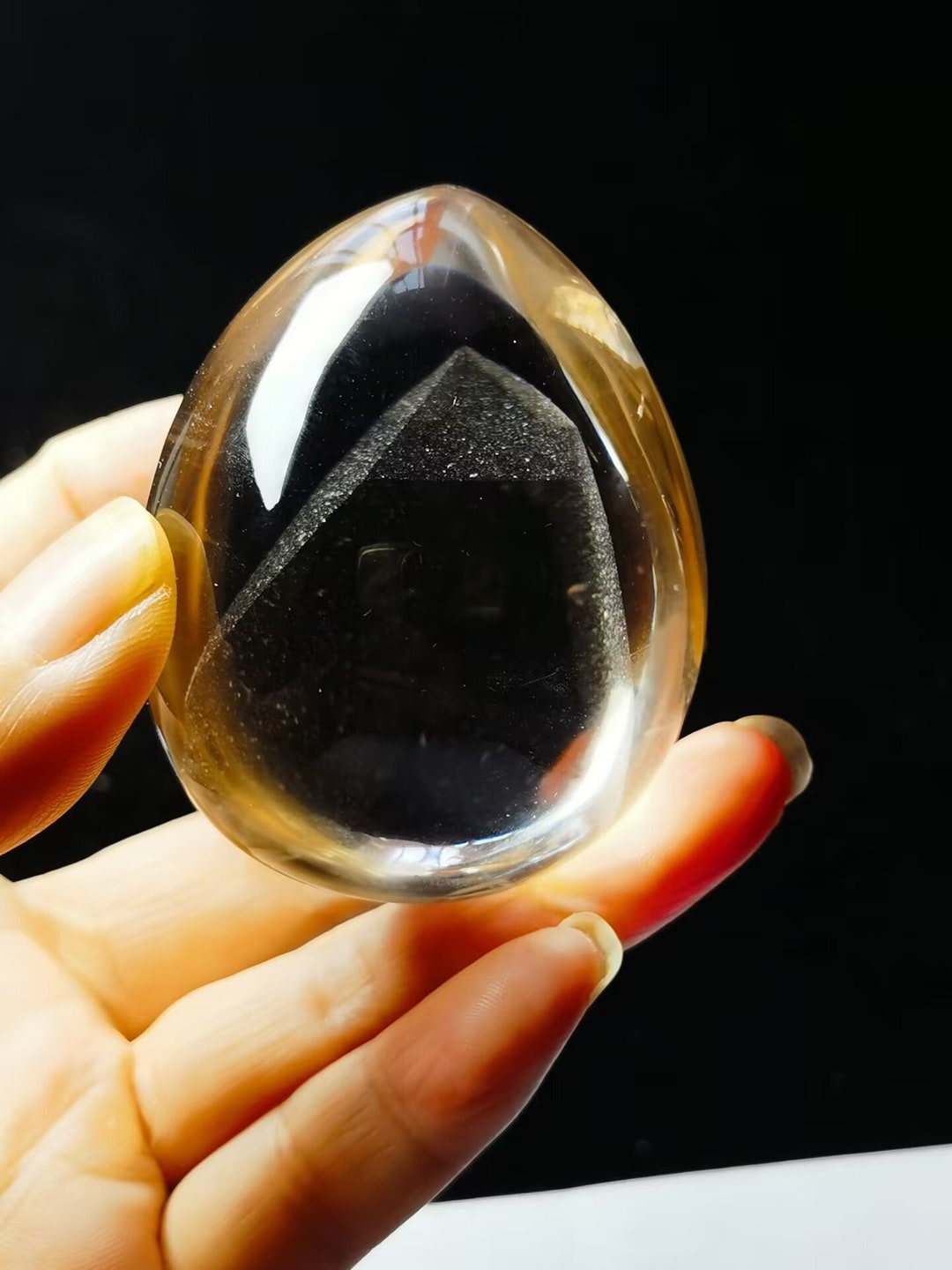 Tibetan High Altitude Clear Phantom Crystal Quartz Oval 2.36 Inch ...