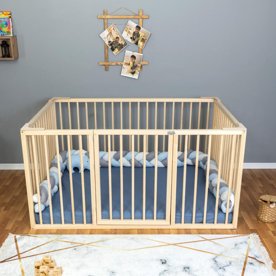 Madison Cylindrical - Playpen Montessori Floor Bed With High Rails - Etsy