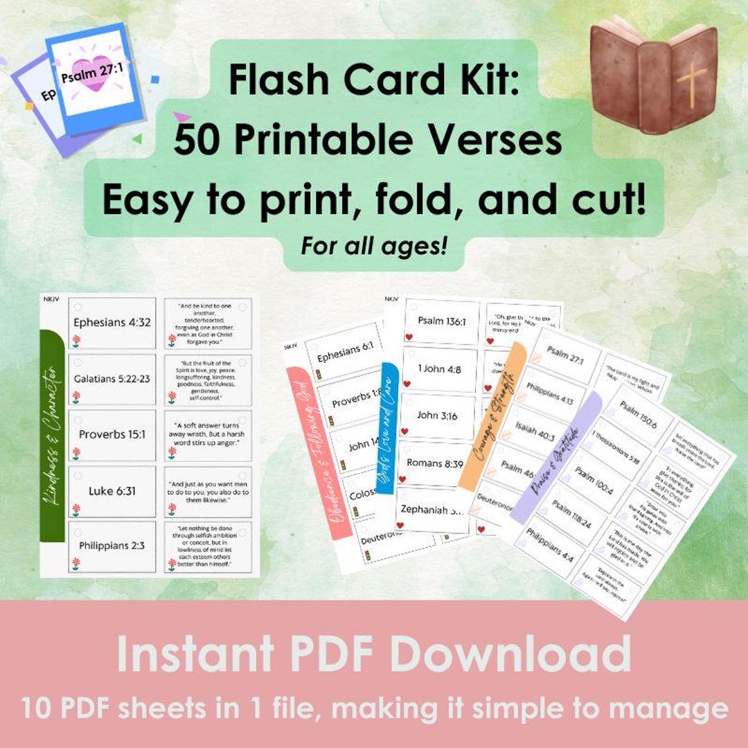 50 Vibrant Bible Verse Flashcards (NKJV) - Color-coded Faith Fun for ...