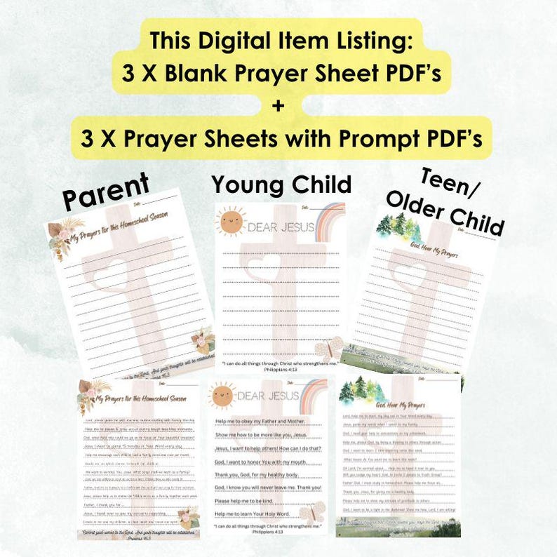 Prayer Homeschool Kit - Digital Christian PDF - Prayer Life Booster ...