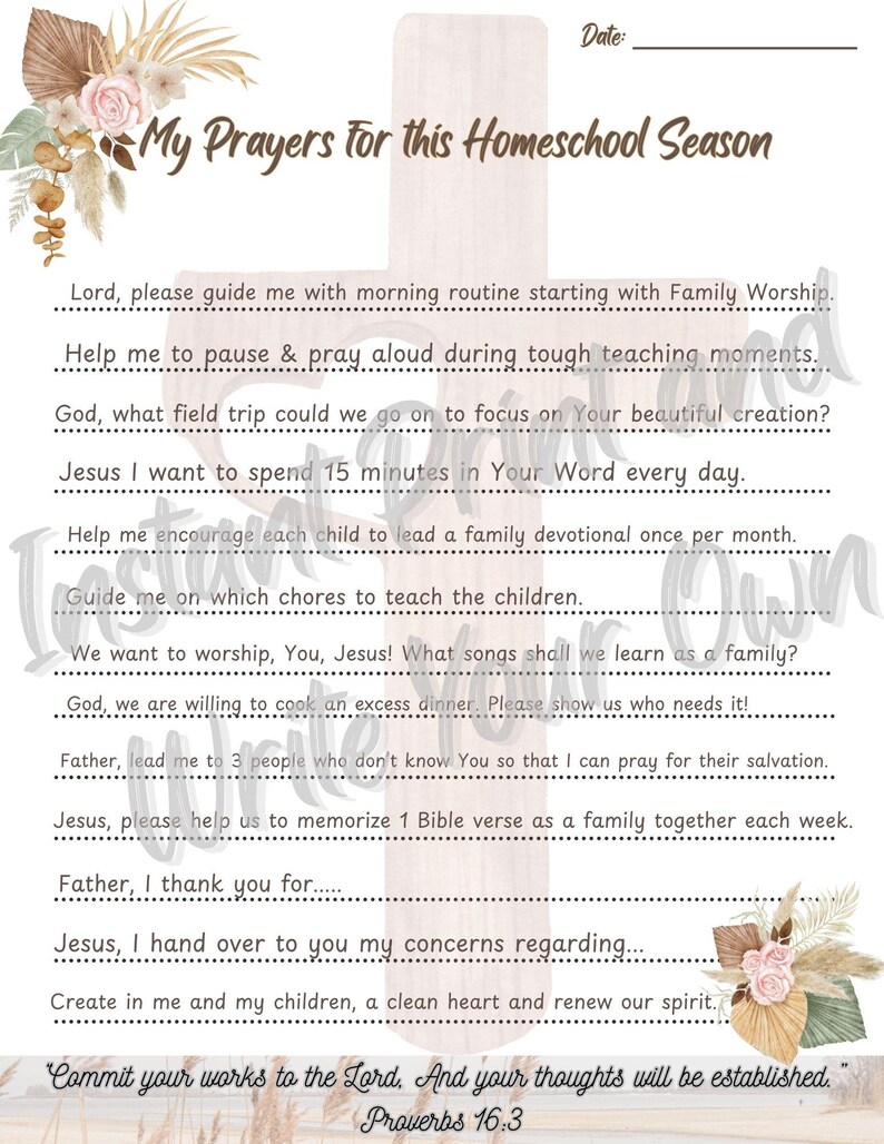 Prayer Homeschool Kit - Digital Christian PDF - Prayer Life Booster ...