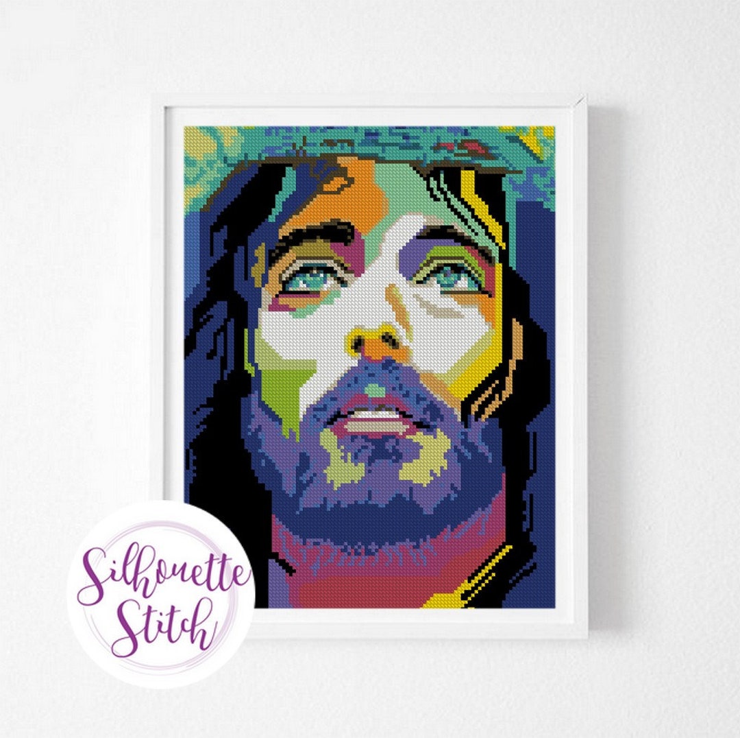 Jesus Christ Polygonal Cross Stitch Pattern - Cross Stitch Pattern ...