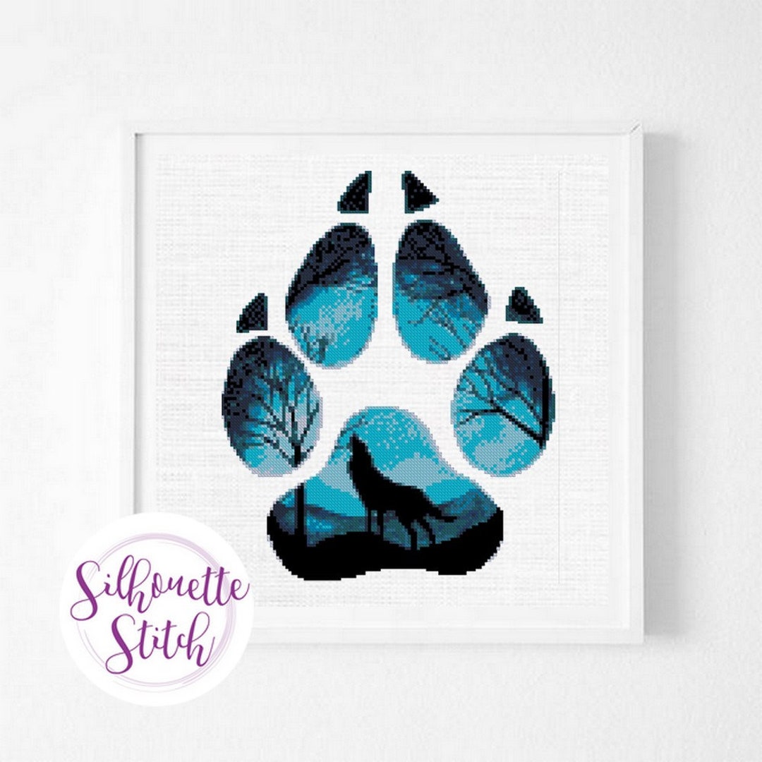 Wolf Footprint Cross Stitch Pattern - Modern Cross Stitch Pattern ...