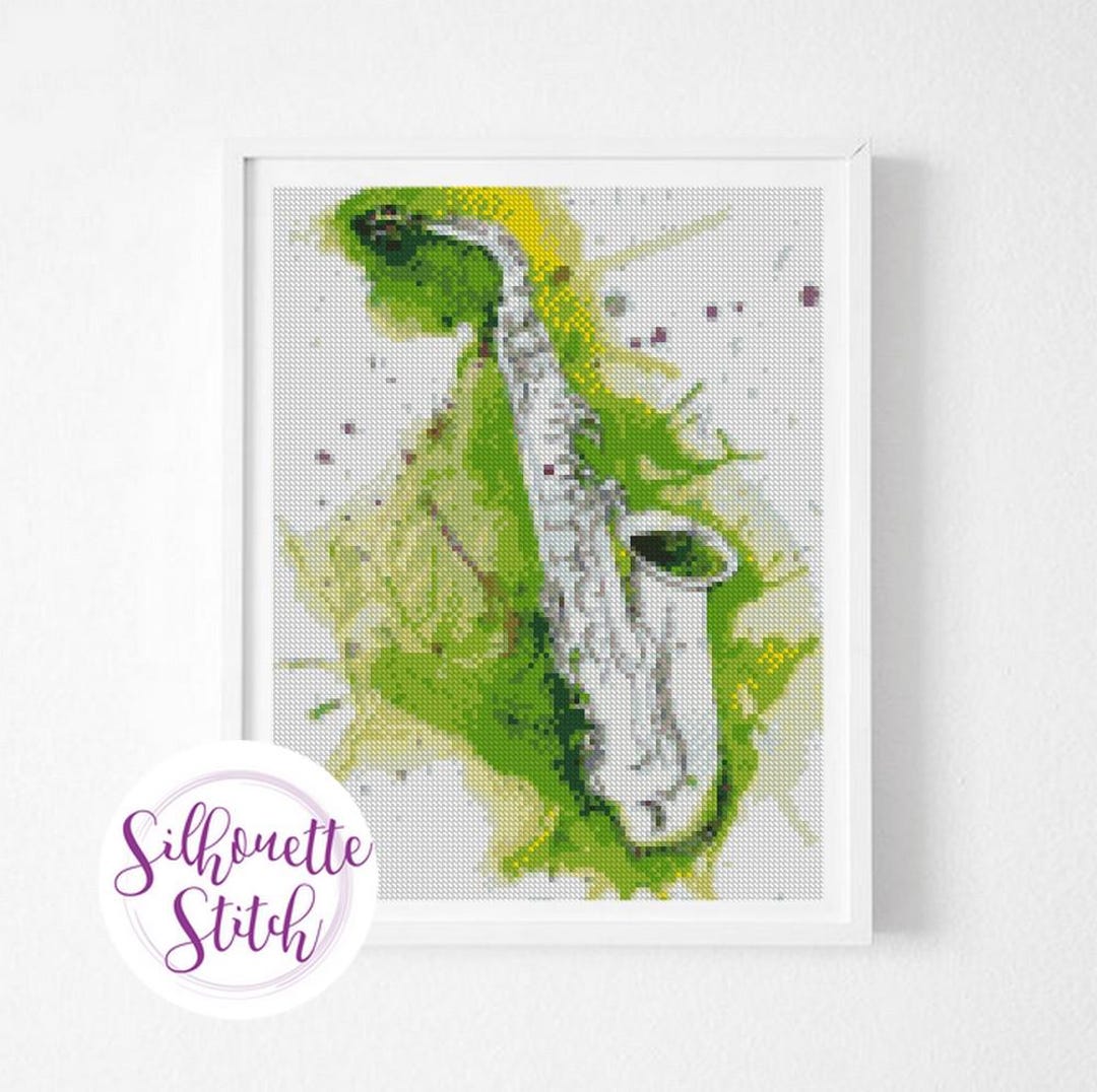 Saxophone Watercolor Cross Stitch Pattern - Counted Cross Stitch ...