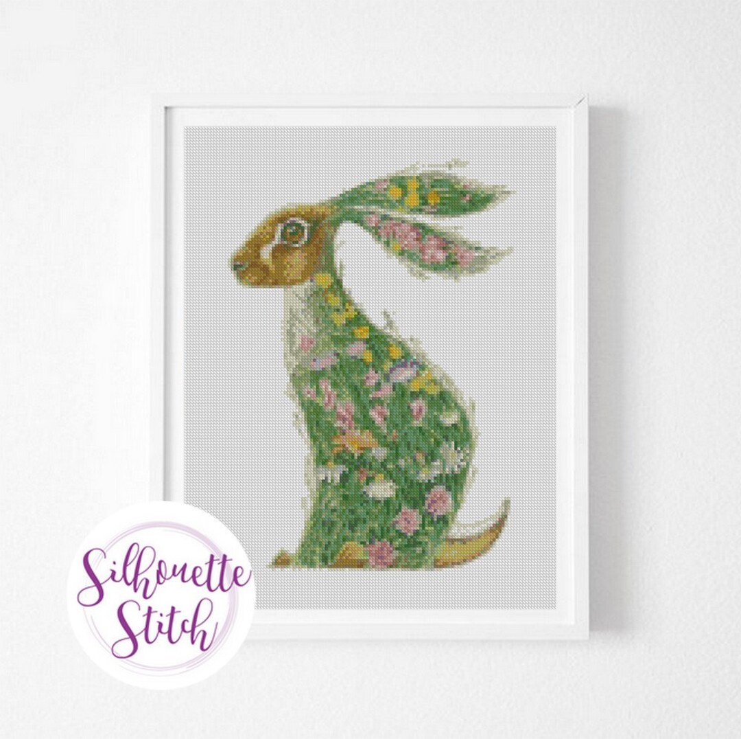 Hare Watercolor Cross Stitch Pattern - Modern Cross Stitch Pattern - Etsy