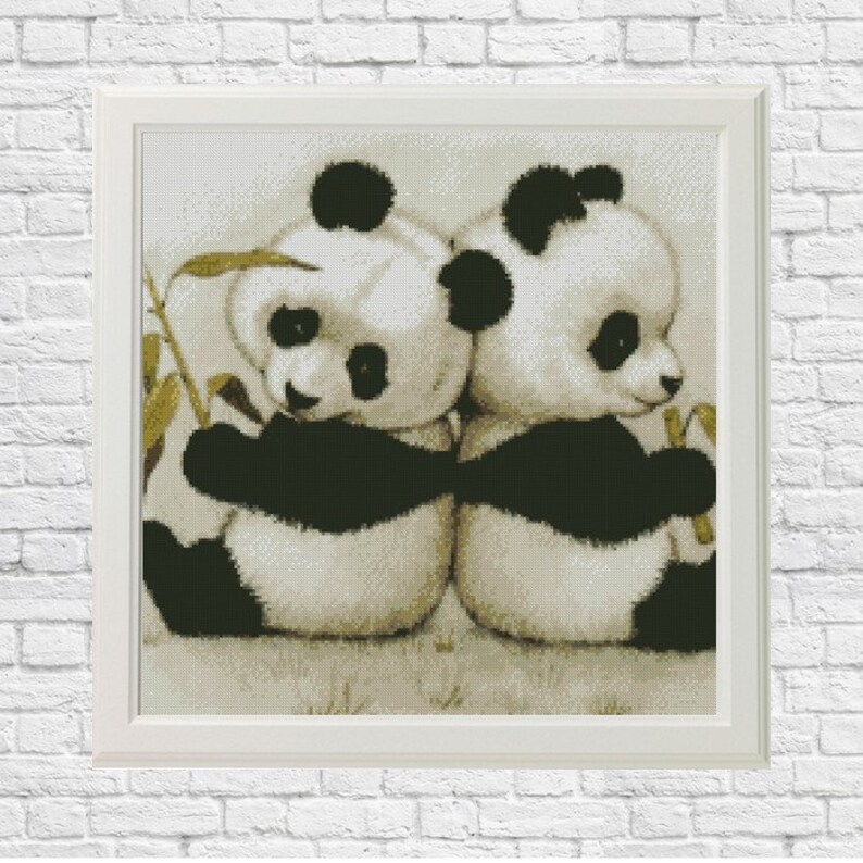 Panda Bears - Pandas Pair - Counted Cross Stitch Pattern - Hand ...