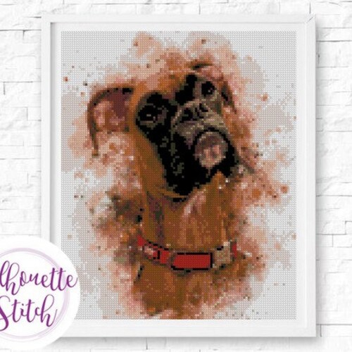 Boxer Cross Stitch Pattern Digital Format PDF Dog Cross - Etsy