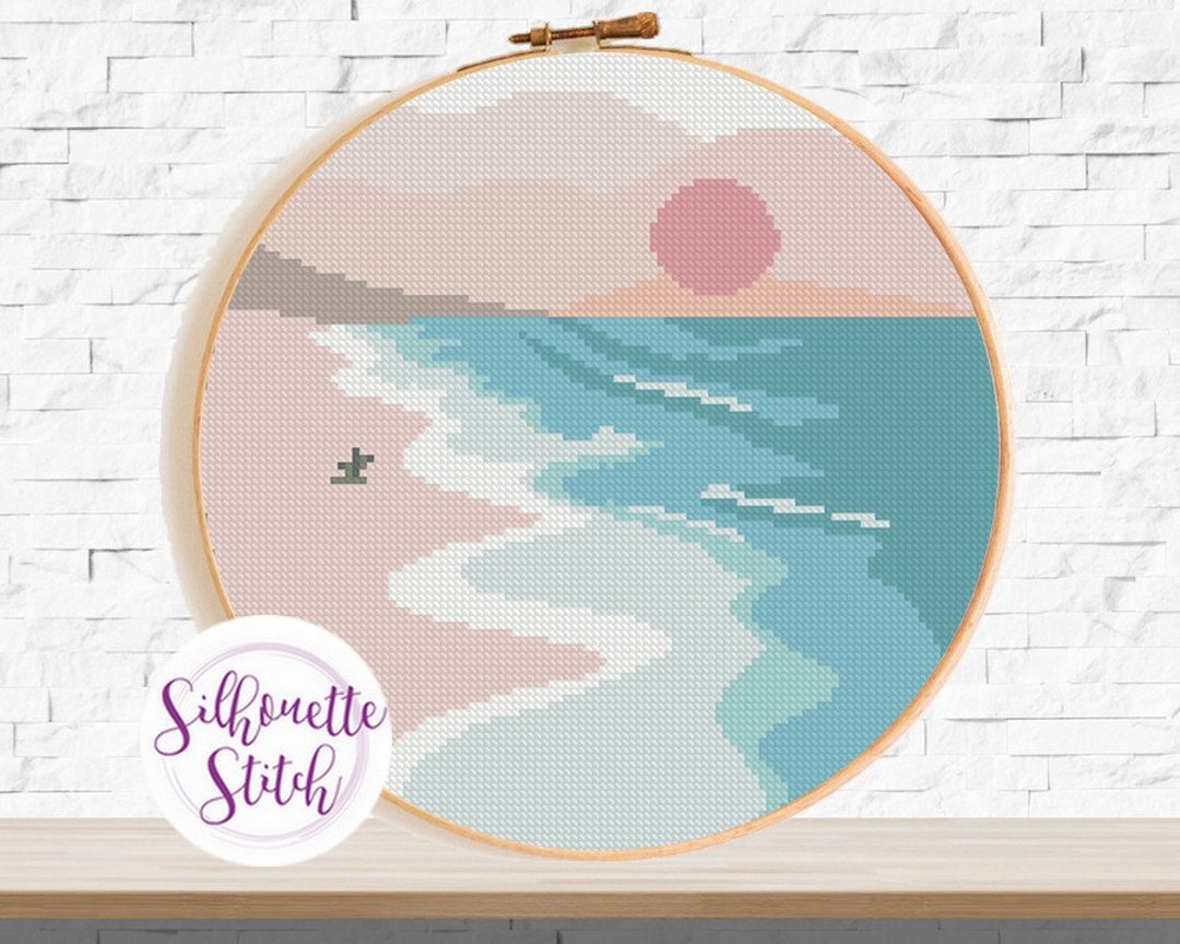 Seascape Watercolor Cross Stitch Pattern - Counted Cross Stitch Pattern ...