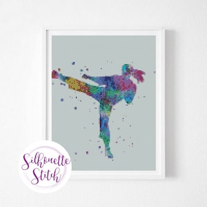 Karate Watercolor Cross Stitch Pattern Counted Cross Stitch Pattern ...