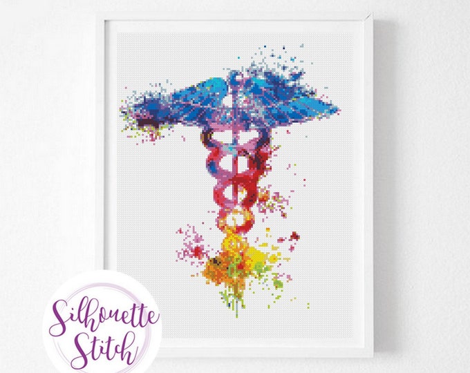 Medical Symbol Watercolor Cross Stitch Pattern Counted Cross - Etsy