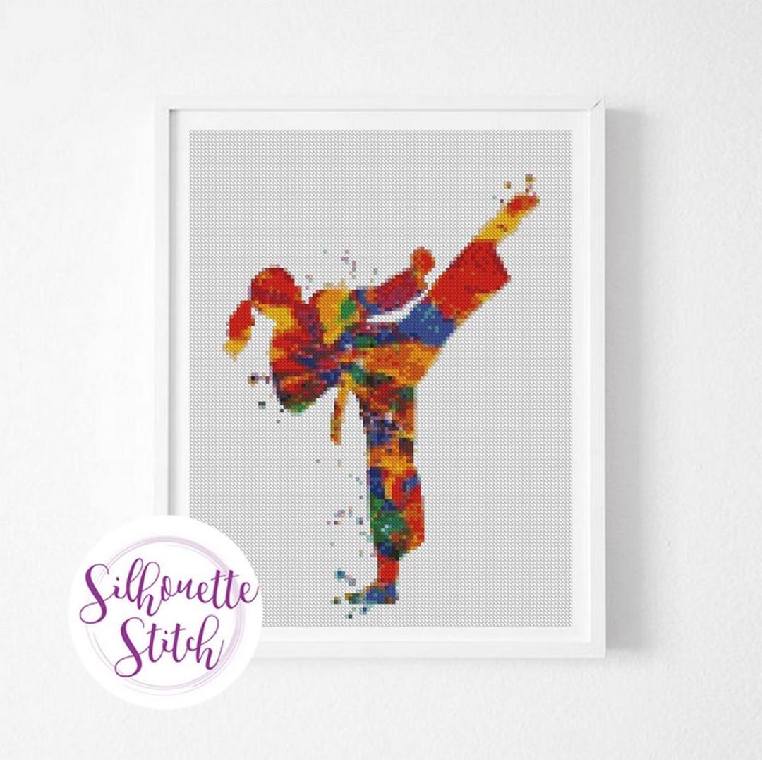 Karate Watercolor Cross Stitch Pattern - Counted Cross Stitch Pattern ...
