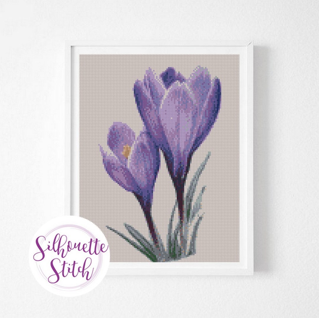 Crocus Flowers Watercolor Cross Stitch Pattern Counted Cross Stitch ...