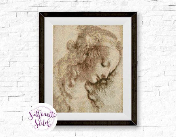Vintage Art Leonardo Da Vinci Girl Head Vintage Art Cross | Etsy