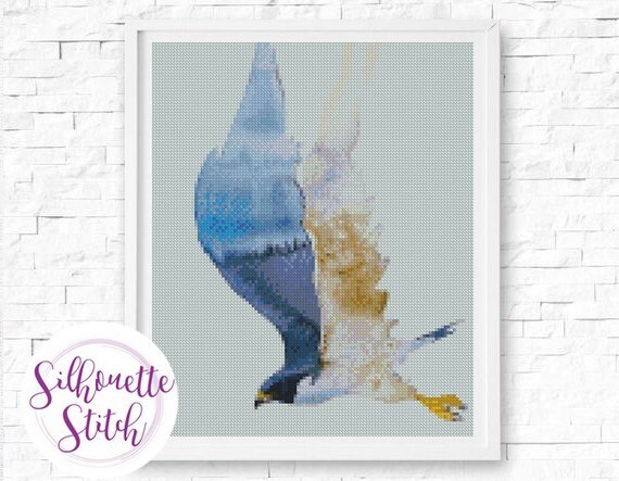 Hawk Watercolor Cross Stitch Pattern Counted Cross Stitch | Etsy