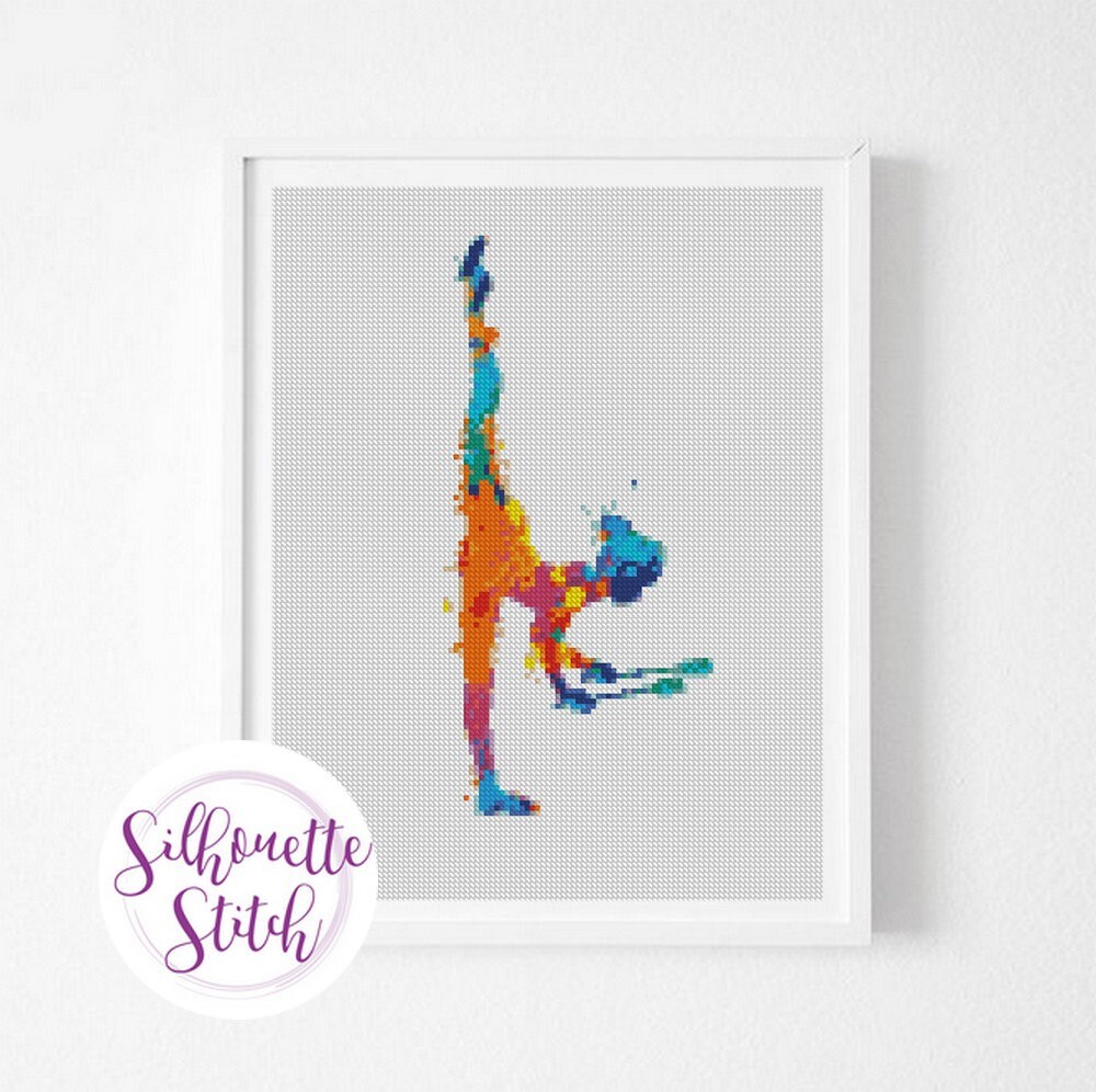 Gymnast Multicolored Watercolor Cross Stitch Pattern Counted - Etsy