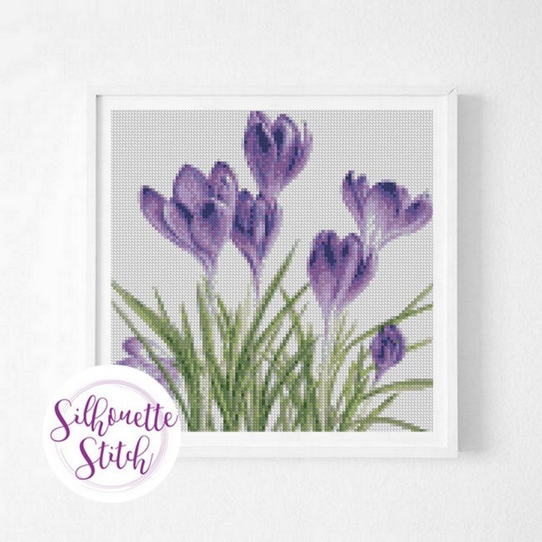 Crocus Flowers Watercolor - Cross Stitch Pattern - Counted Cross Stitch ...