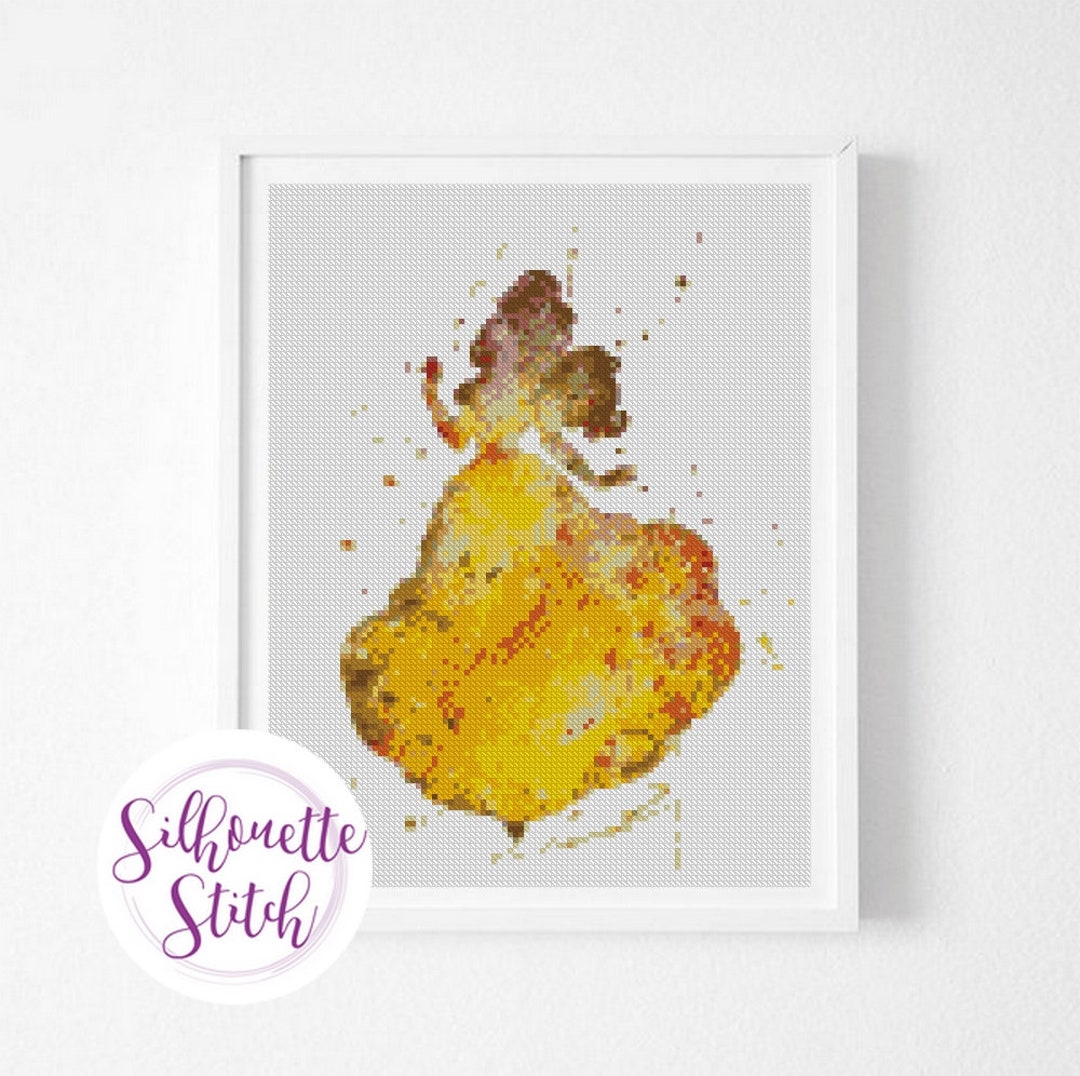 Princess Cross Stitch Pattern - Belle Cross Stitch Pattern - Watercolor ...