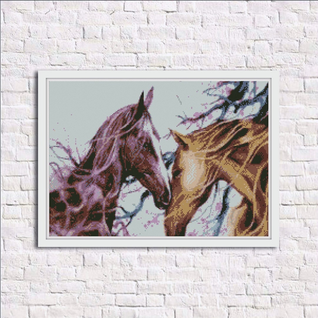 Horses Cross Stitch Pattern - Pair of Horses - Counted Cross Stitch ...