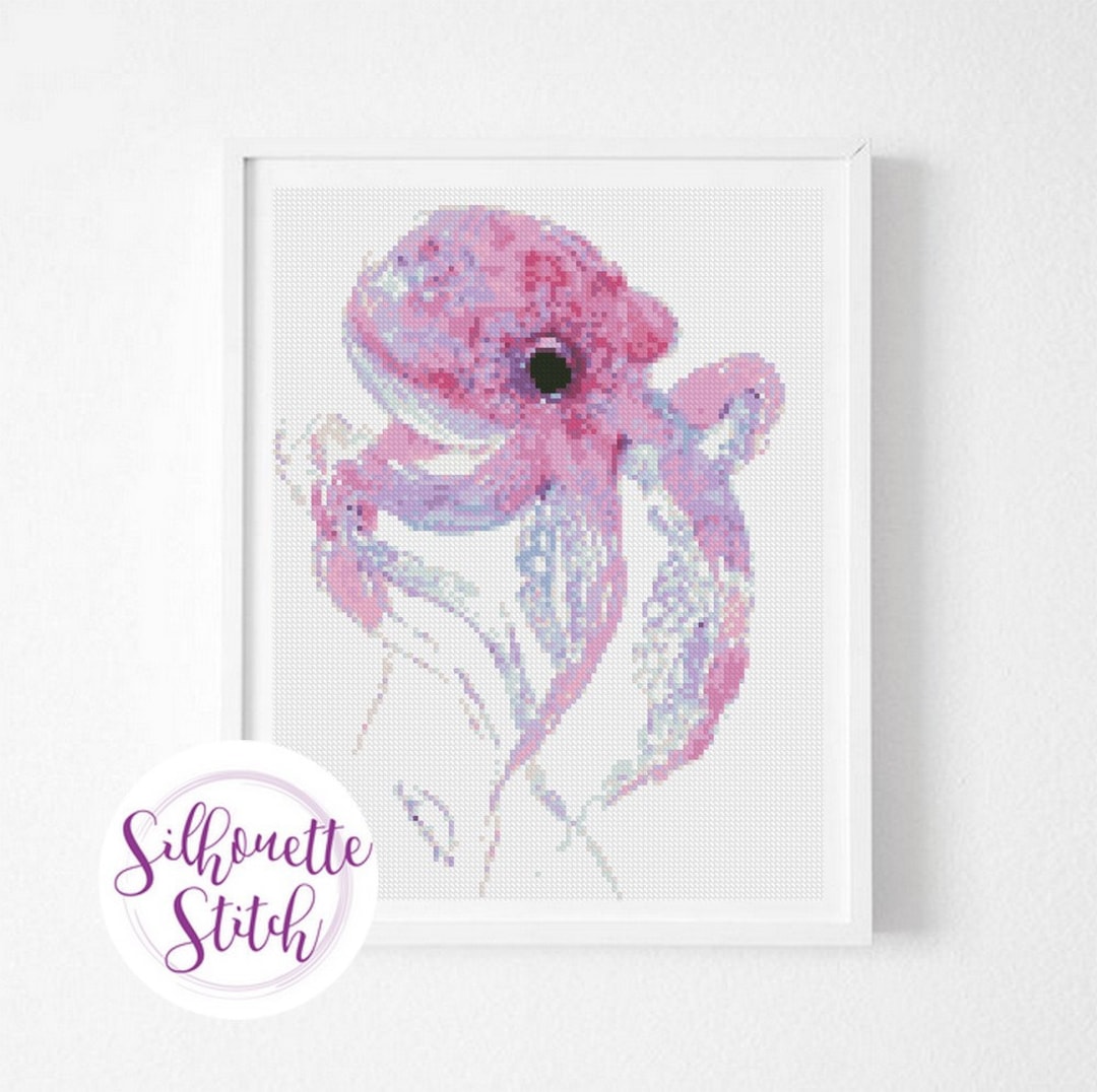 Octopus Watercolor Cross Stitch Pattern - Counted Cross Stitch Pattern ...
