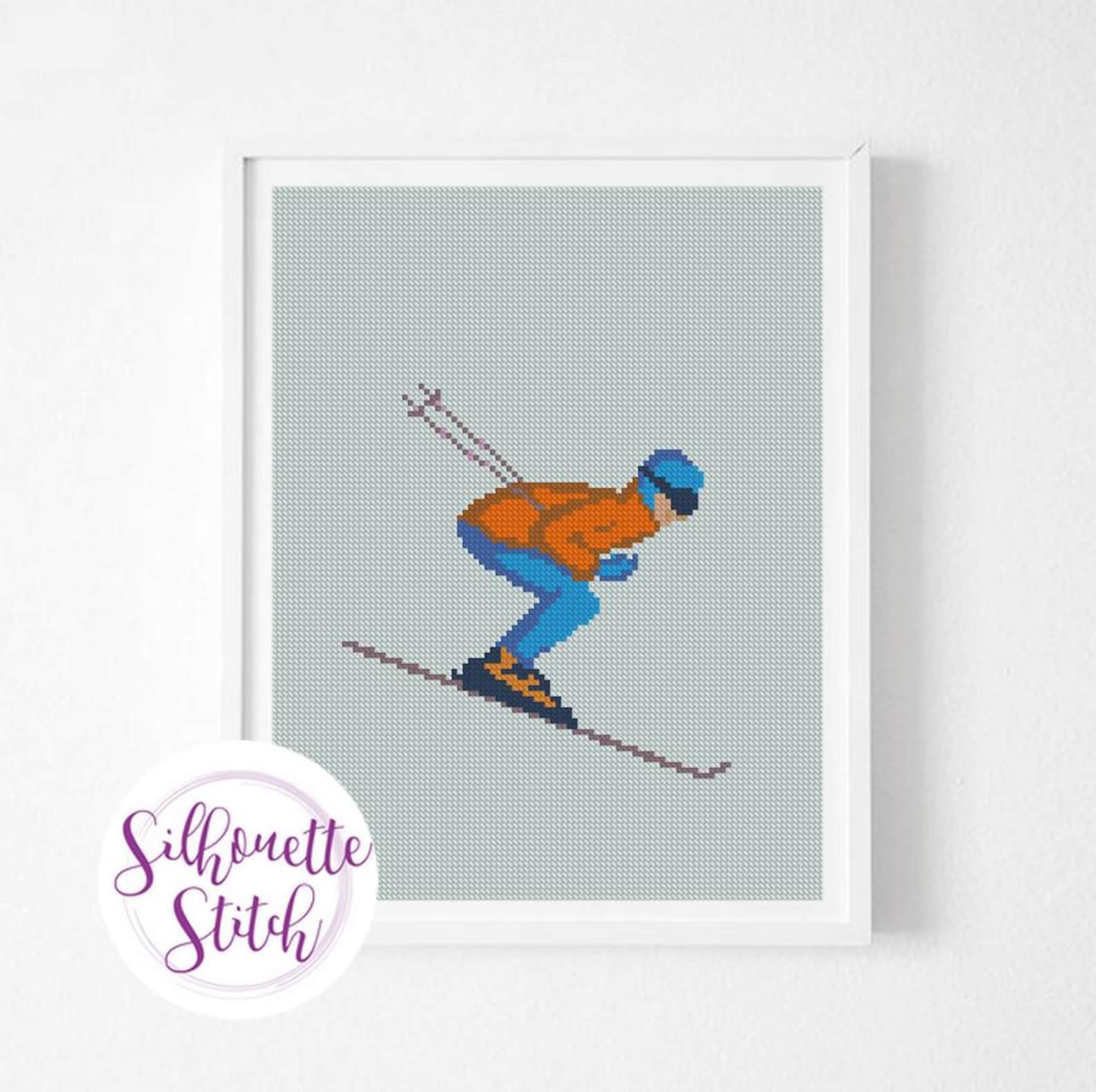 Skier Cross Stitch Pattern - Counted Cross Stitch Pattern - Hand ...