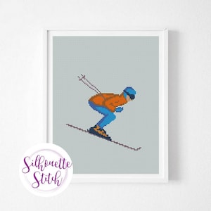 Skier Cross Stitch Pattern - Counted Cross Stitch Pattern - Hand ...