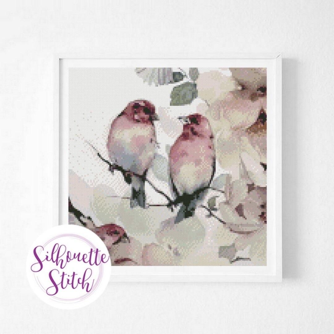 Birds Watercolor Cross Stitch Pattern - Modern Cross Stitch Pattern ...