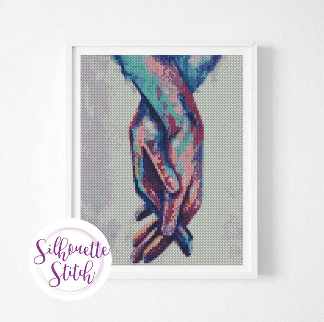 Hands Watercolor Cross Stitch Pattern - Modern Cross Stitch Pattern - Etsy