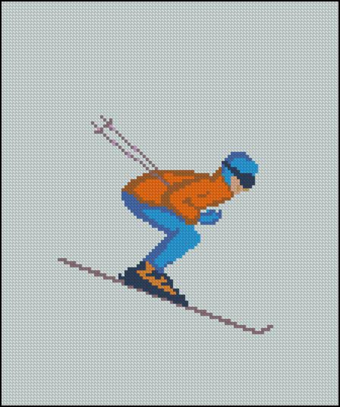 Skier Cross Stitch Pattern - Counted Cross Stitch Pattern - Hand ...