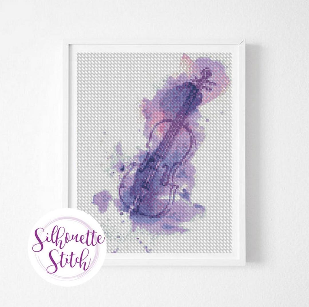 Violin Watercolor Cross Stitch Pattern - Counted Cross Stitch Pattern ...