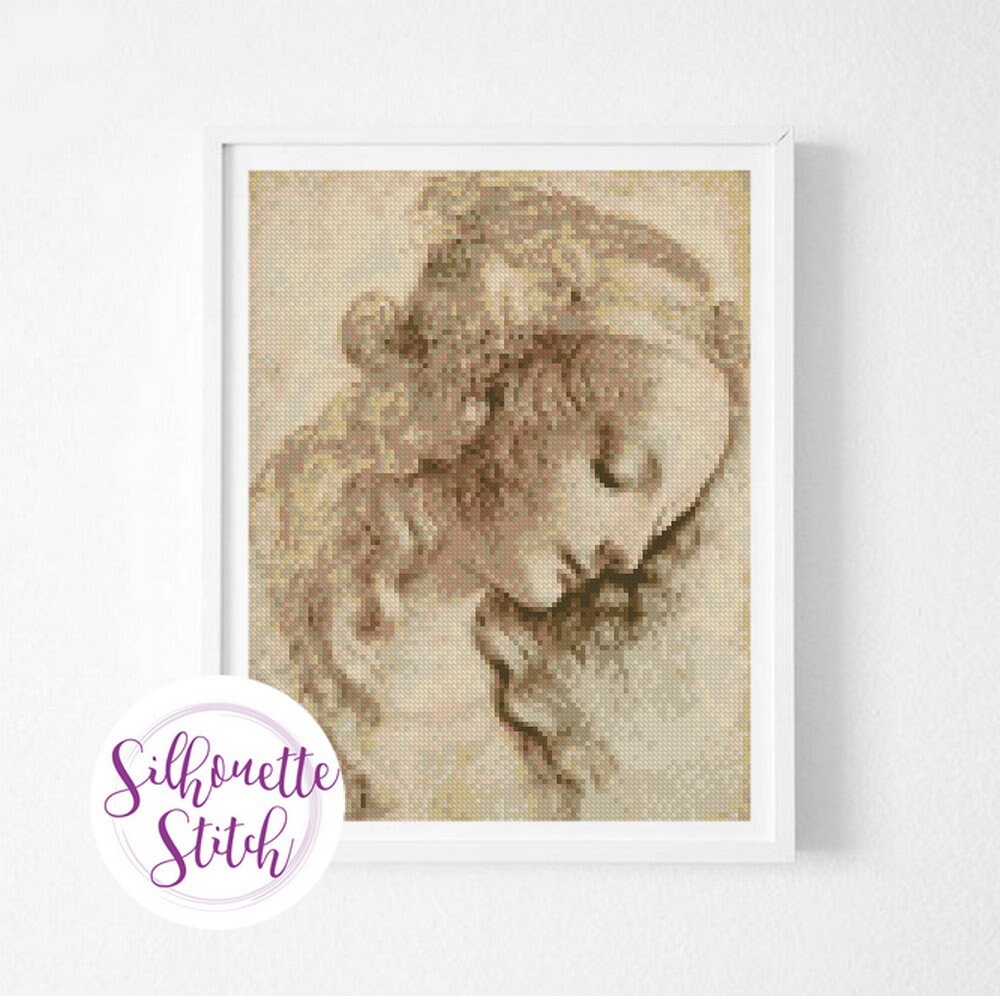 Vintage Art Leonardo Da Vinci Girl Head Vintage Art Cross | Etsy