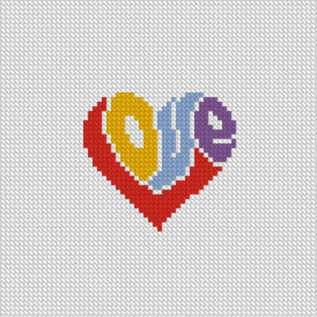 2" Heart Love Cross Stitch Pattern - Plastic Canvas Cross Stitch ...