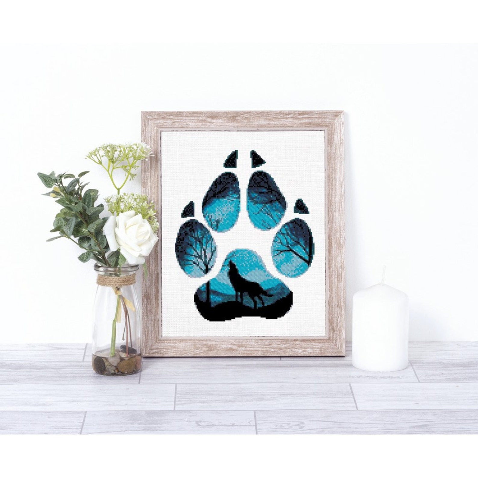 Wolf Footprint Cross Stitch Pattern Modern Cross Stitch - Etsy