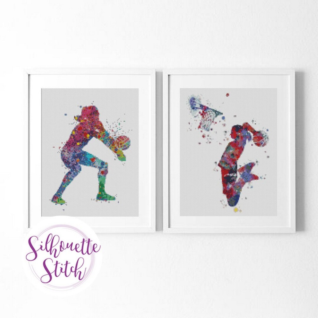 Girl Basketball Player Watercolor Cross Stitch Pattern - Counted Cross ...