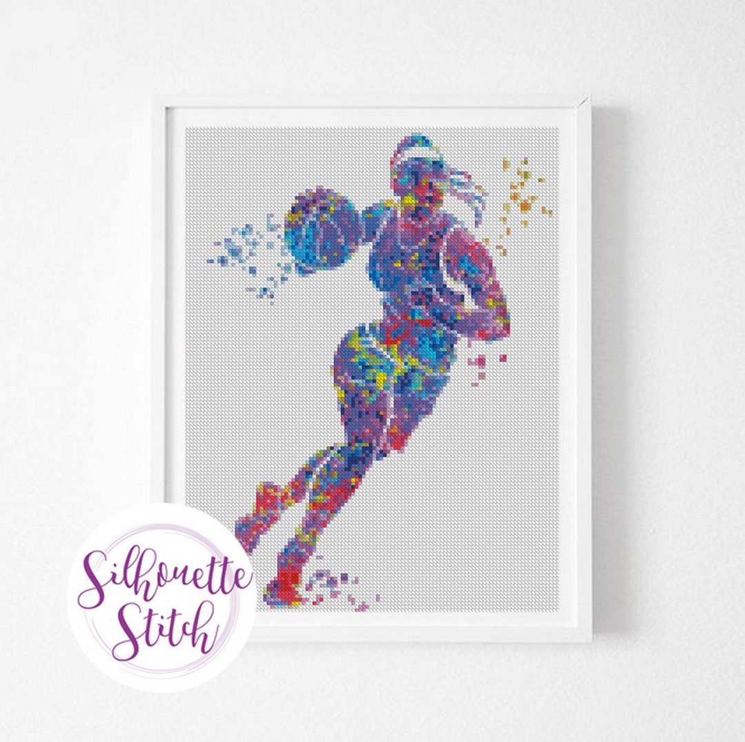Girl Basketball Player Watercolor Cross Stitch Pattern - Counted Cross ...