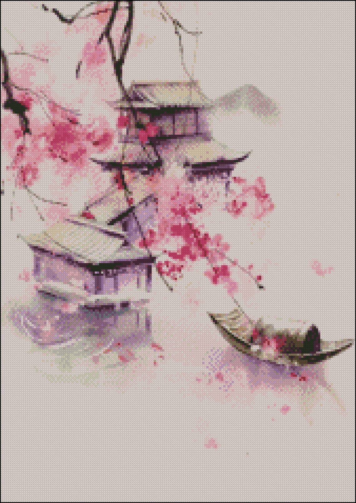 Japanese Landscape Cross Stitch Pattern Counted Cross Stitch - Etsy