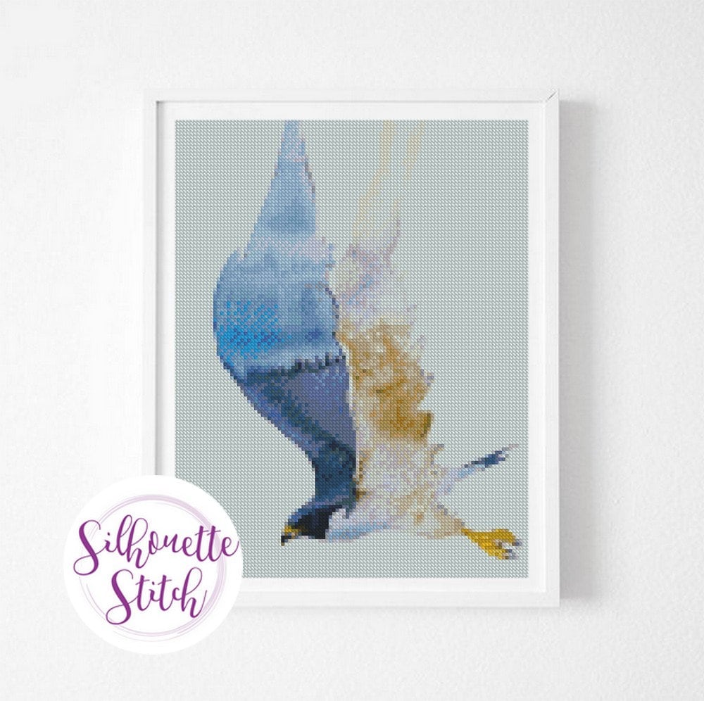 Hawk Watercolor Cross Stitch Pattern Counted Cross Stitch - Etsy