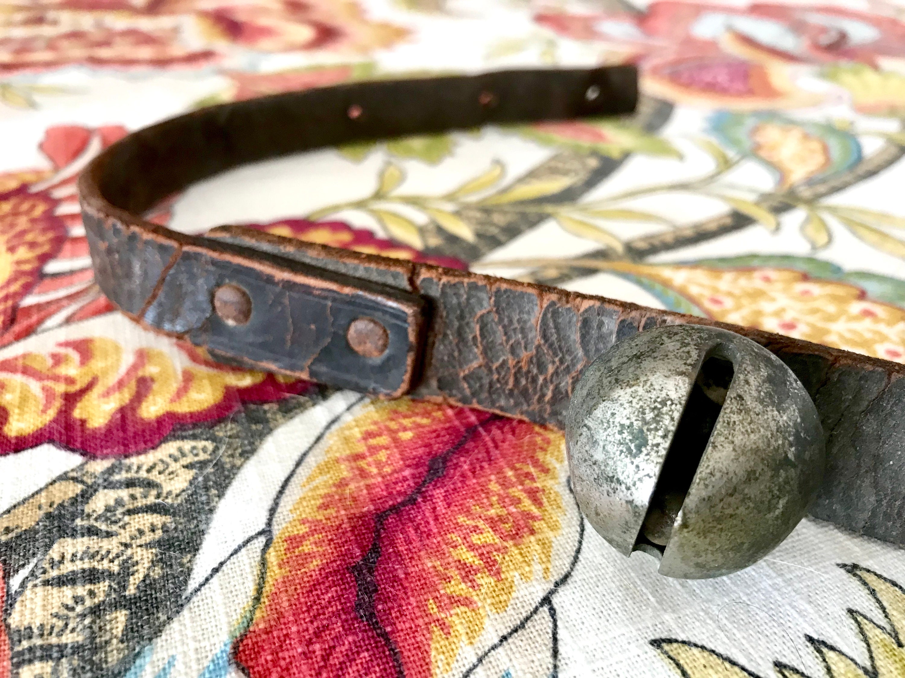 Antique Brass Bells on Leather Strap Five Gorgeous Sounding - Etsy
