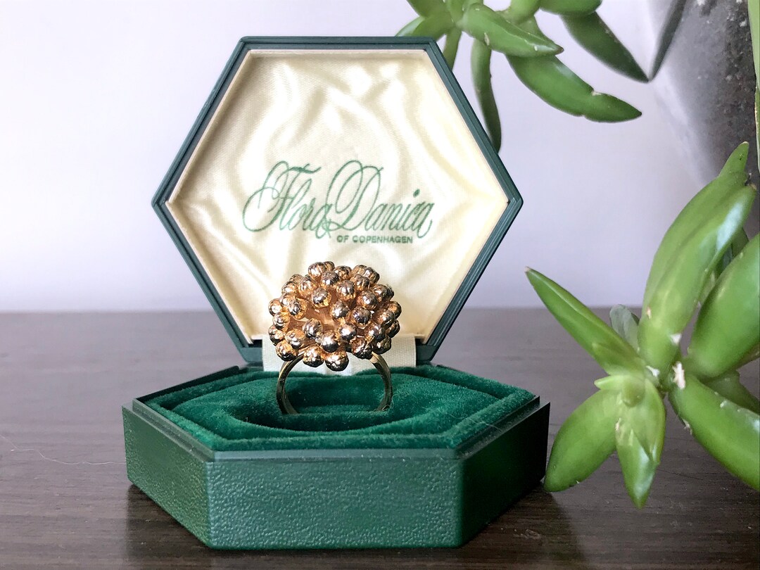 ADJUSTABLE Flora Danica Dill Ring Gold Over Sterling Silver Organic ...