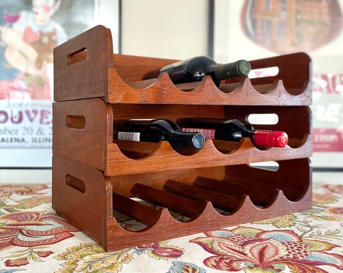 Solid TEAK Vintage KALMAR Stacking Wooden Wine Racks - Five Bottles ...