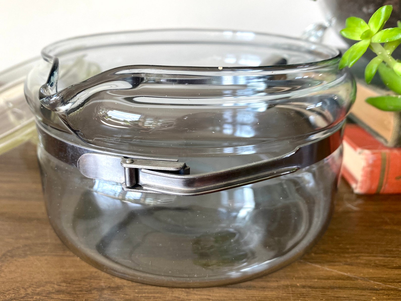 Near Mint 7322B 1qt Pyrex Flameware Glass Saucepan With Fin Lid Blue ...